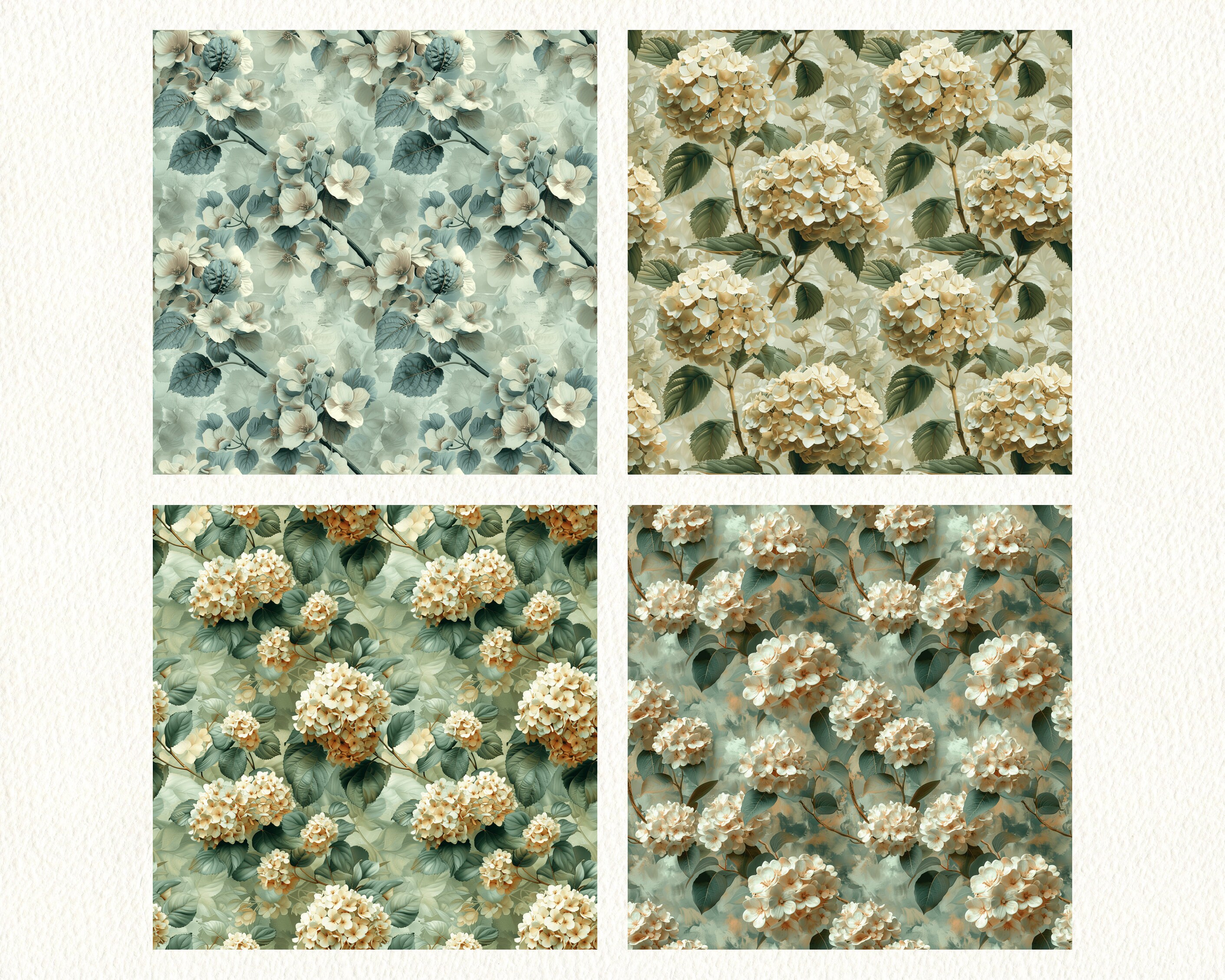 Summer Hydrangea Pattern Seamless Digital Papers - Printable Scrapbook ...