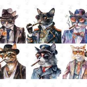 Big Boss Cat Digital Printable Clipart Bundle in PNG Format Transparent ...