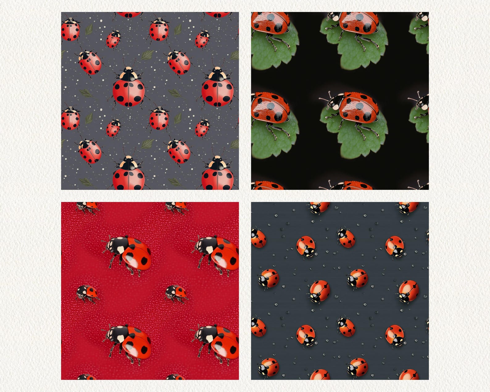 Red Ladybug Pattern Seamless Digital Papers - Printable Scrapbook Paper ...