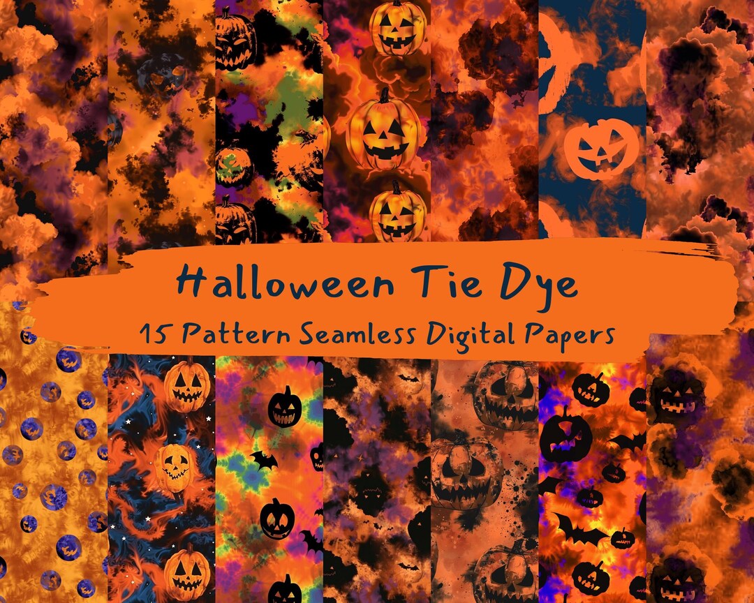 Halloween Tie Dye Pattern Seamless Digital Papers - Printable Scrapbook ...
