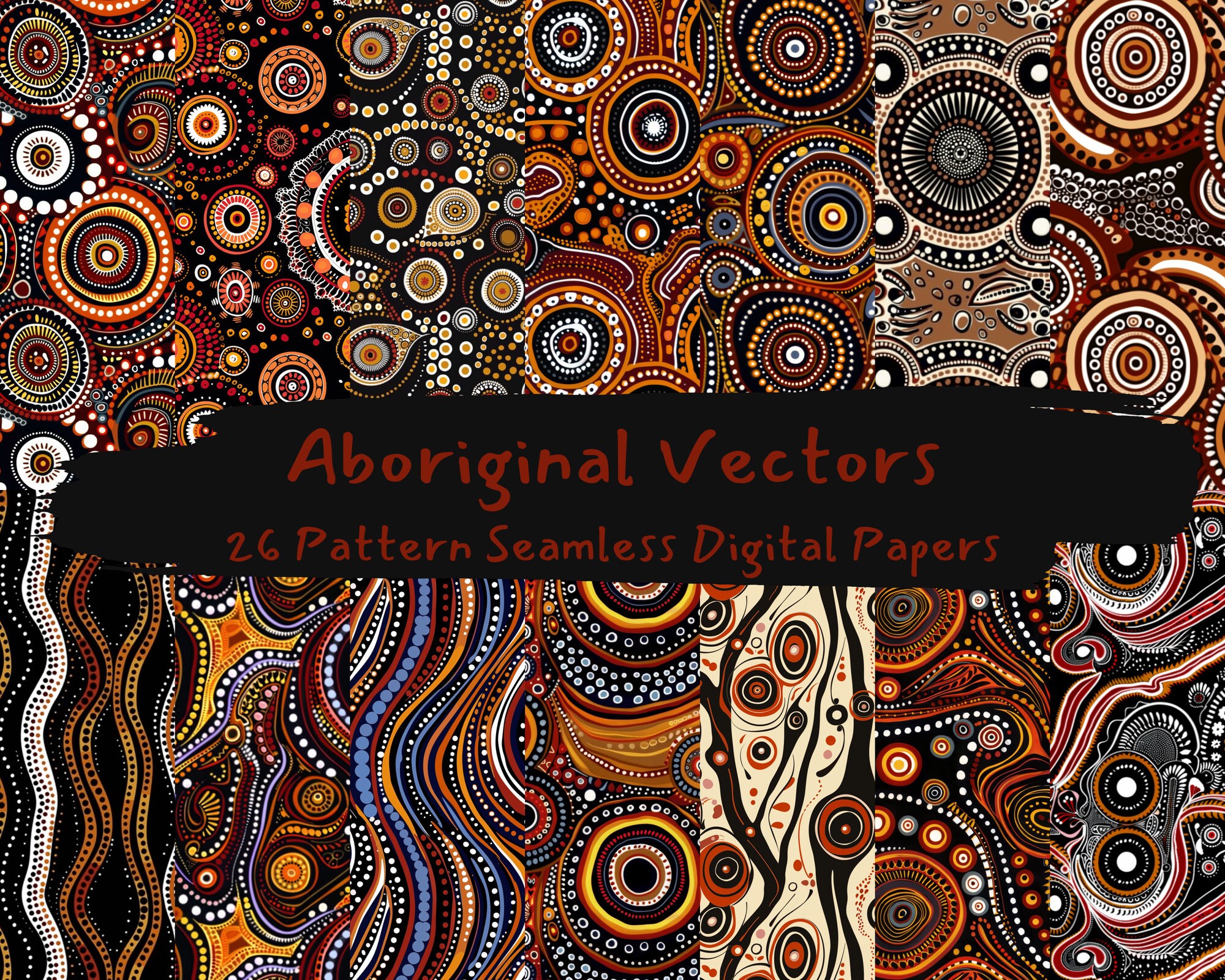 Aboriginal Vectors Pattern Seamless Digital Papers Printable Scrapbook ...