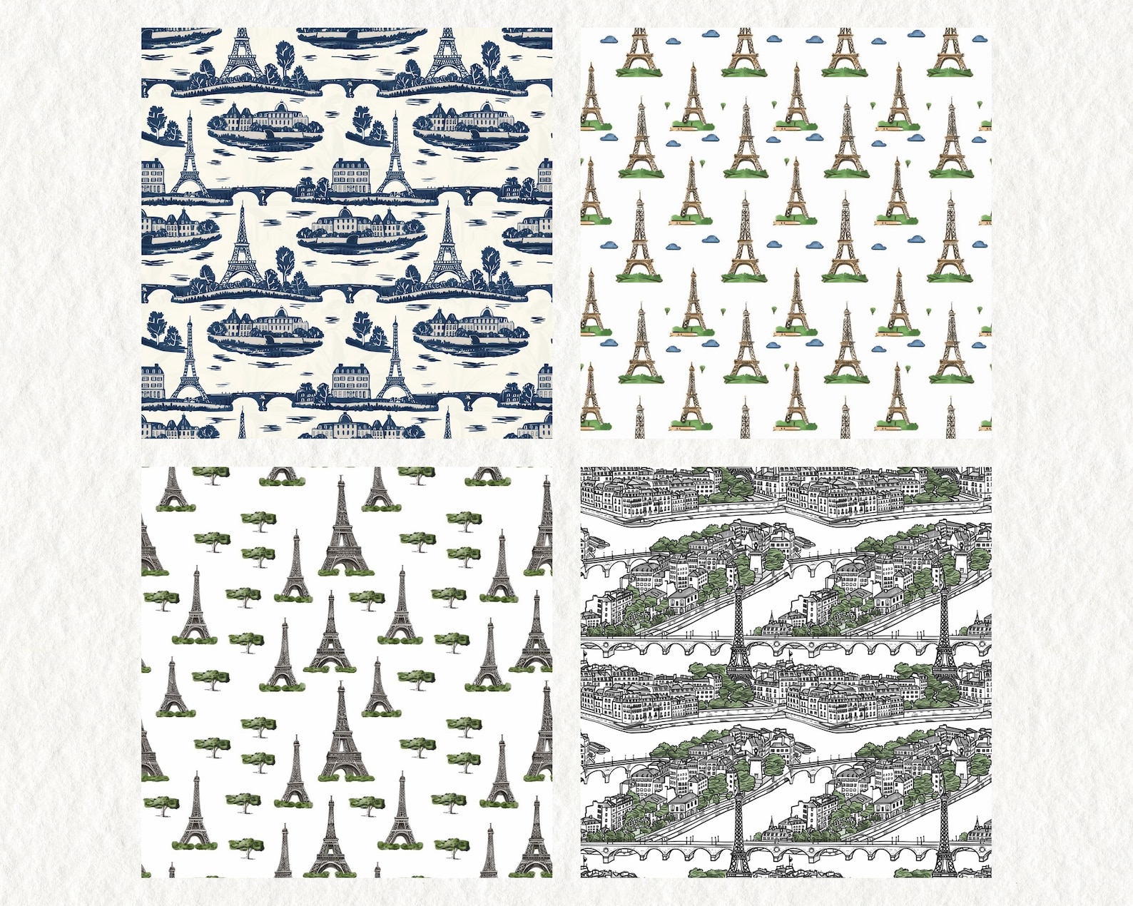 Paris Travel Book Pattern Seamless Digital Papers Printable Scrapbook ...