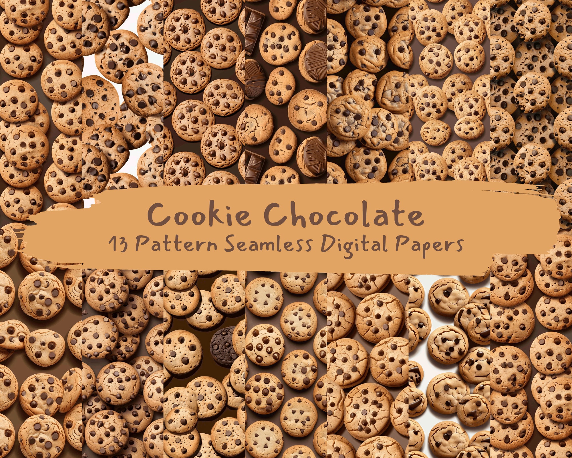 Cookie Chocolate Pattern Seamless Digital Papers Printable Scrapbook ...