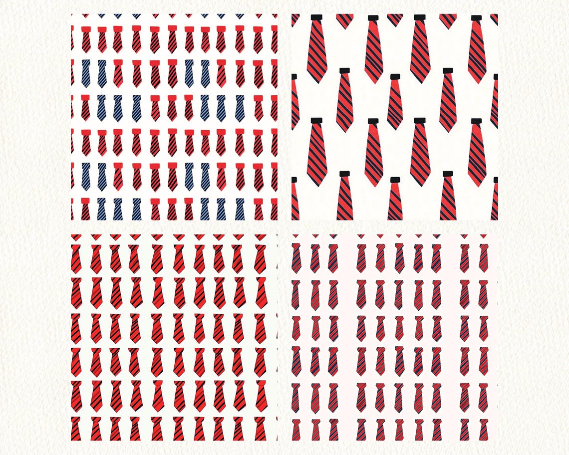 Fathers Day Red Necktie Pattern Seamless Digital Papers - Printable ...