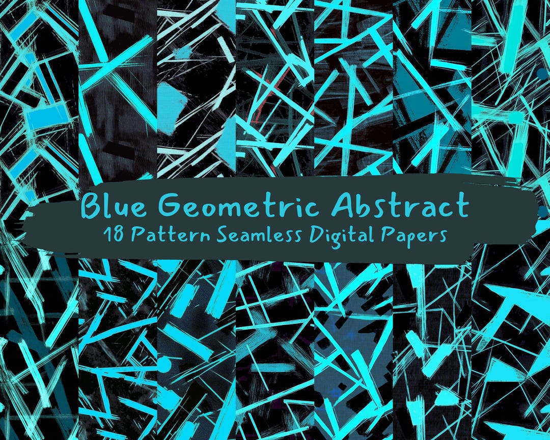 Blue Geometric Abstract Pattern Seamless Digital Papers - Printable ...