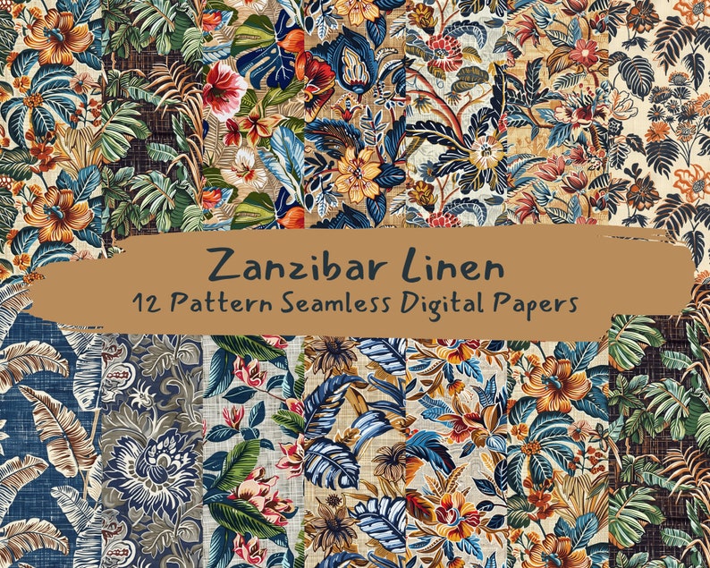 Zanzibar Linen Pattern Seamless Digital Papers - Printable Scrapbook ...