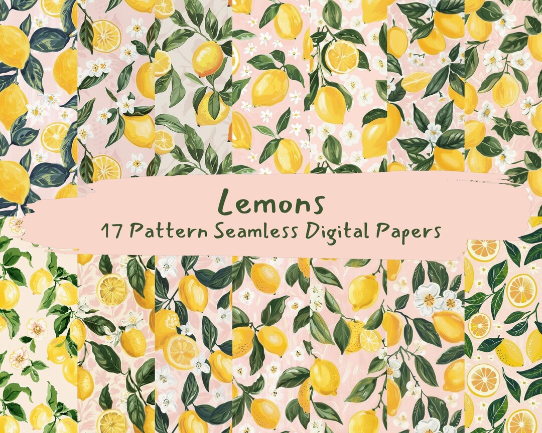 Lemons Pattern Seamless Digital Papers - Printable Scrapbook Paper Png ...