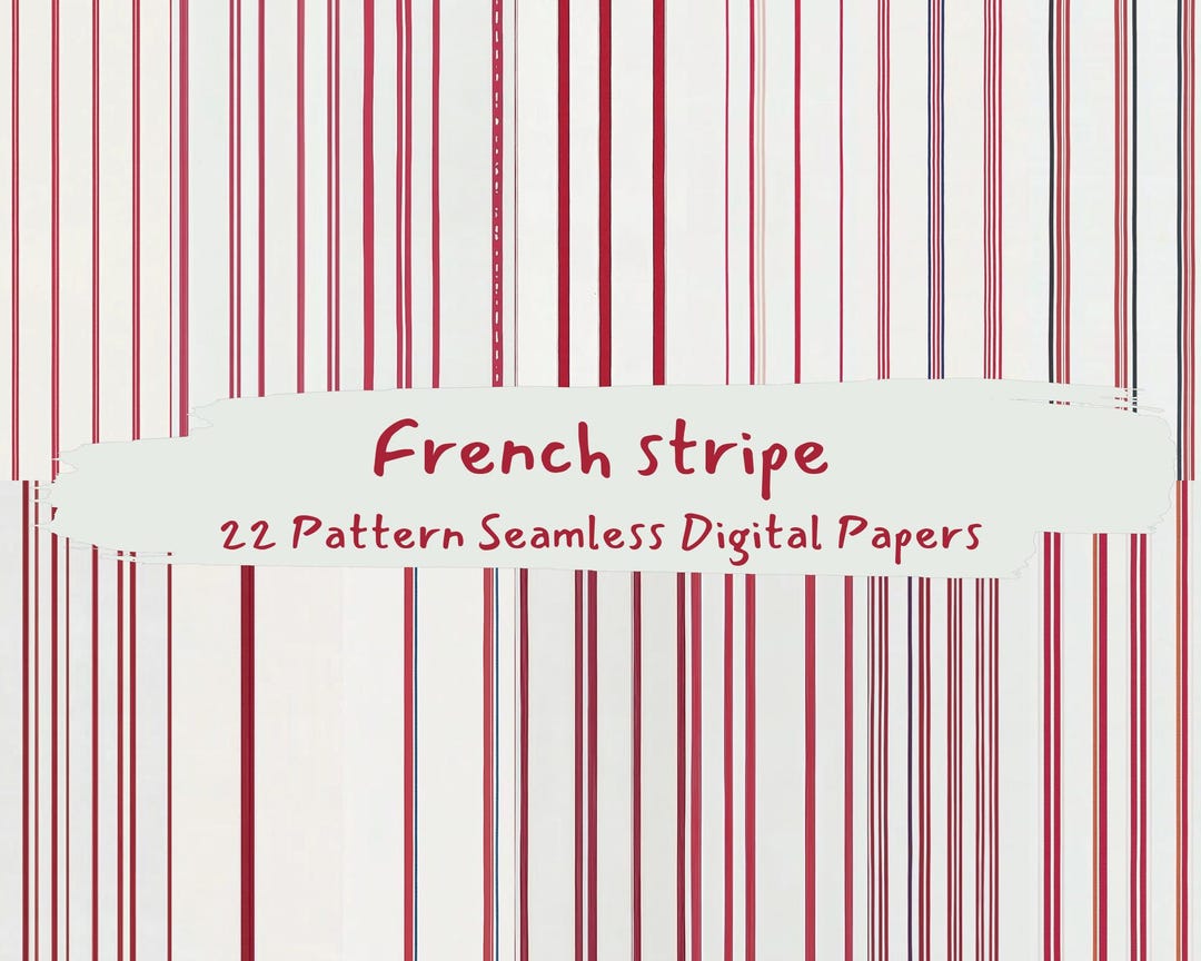 French Stripe Pattern Seamless Digital Papers - Printable Scrapbook ...