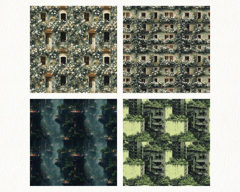 Cyberpunk Cityscape Pattern Seamless Digital Papers - Printable ...