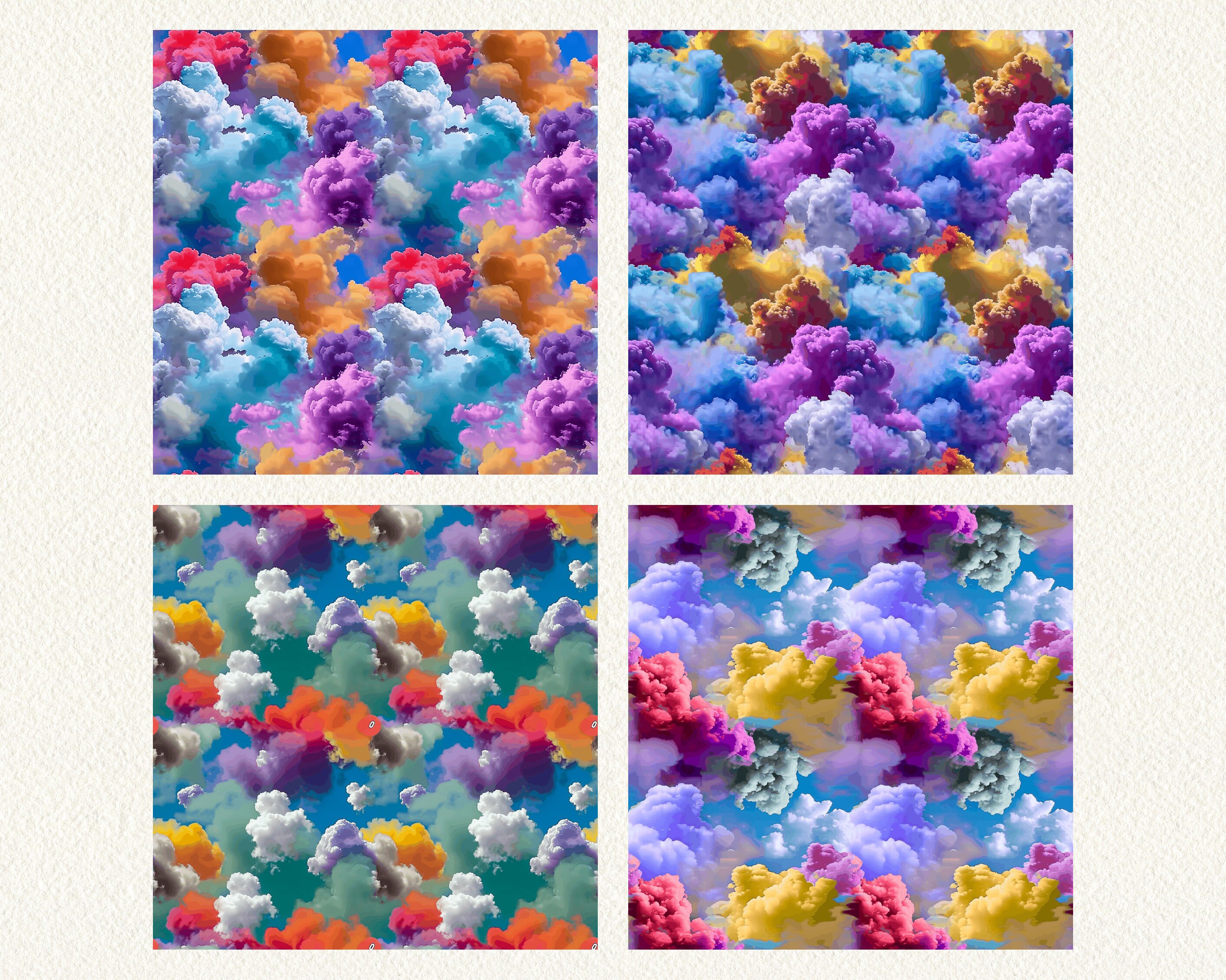 Colorful Clouds Sky Pattern Seamless Digital Papers Printable Scrapbook ...