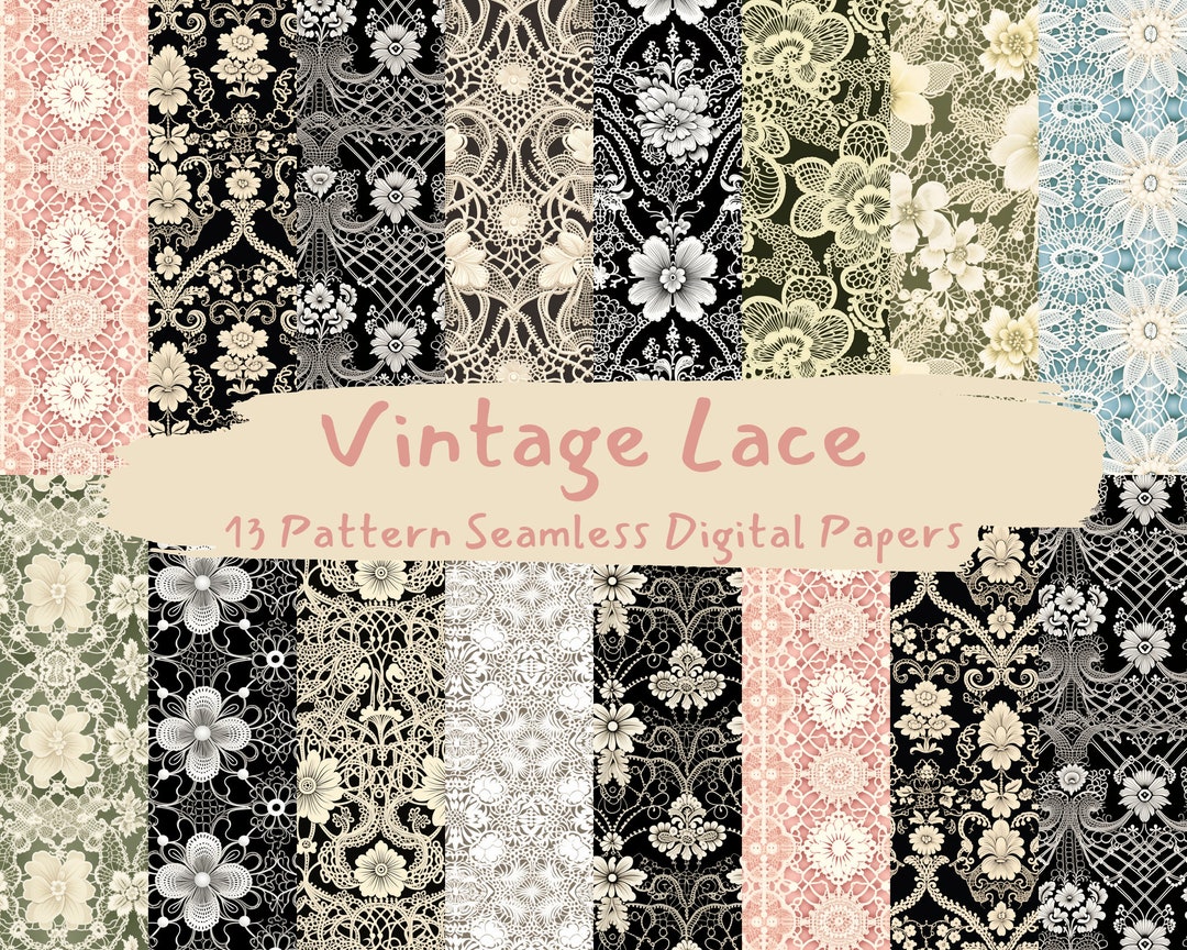 Vintage Lace Pattern Seamless Digital Papers - Tile Patterns Printable ...
