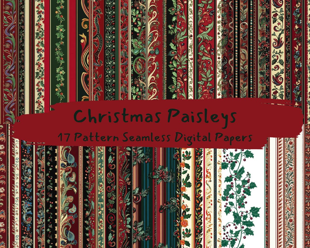 Christmas Paisleys Pattern Seamless Digital Papers - Printable ...