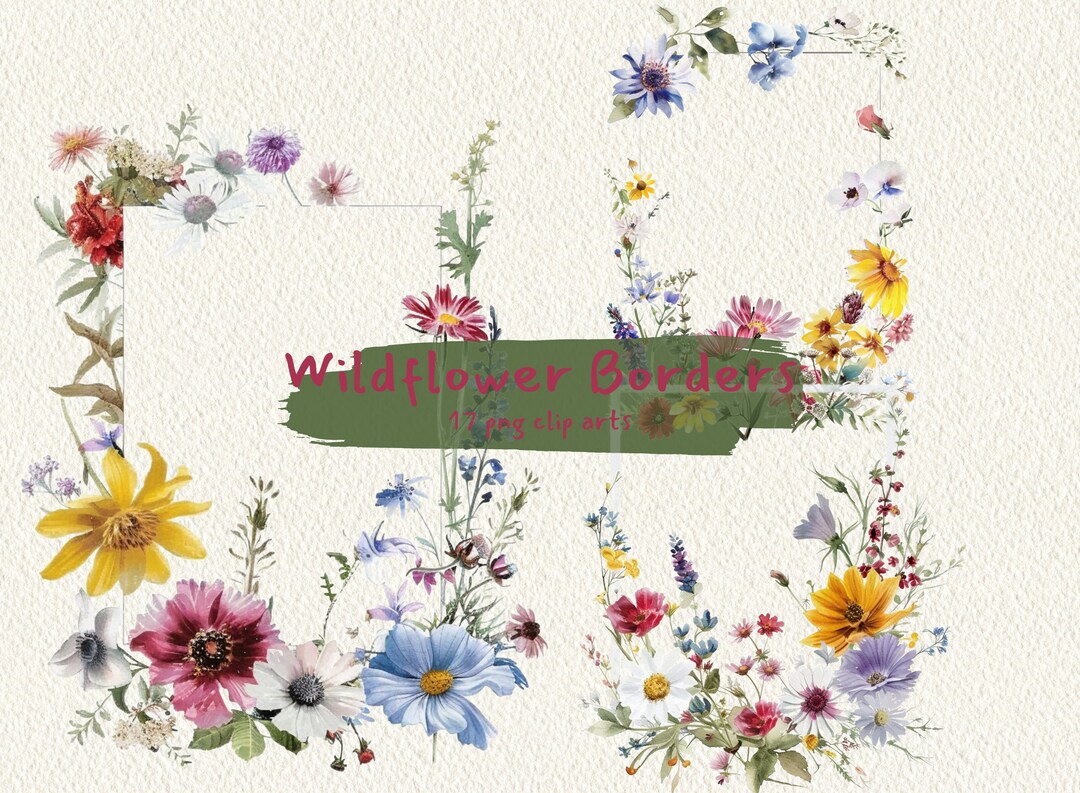 Wildflower Borders Printable Clipart, Png Format, Transparent ...