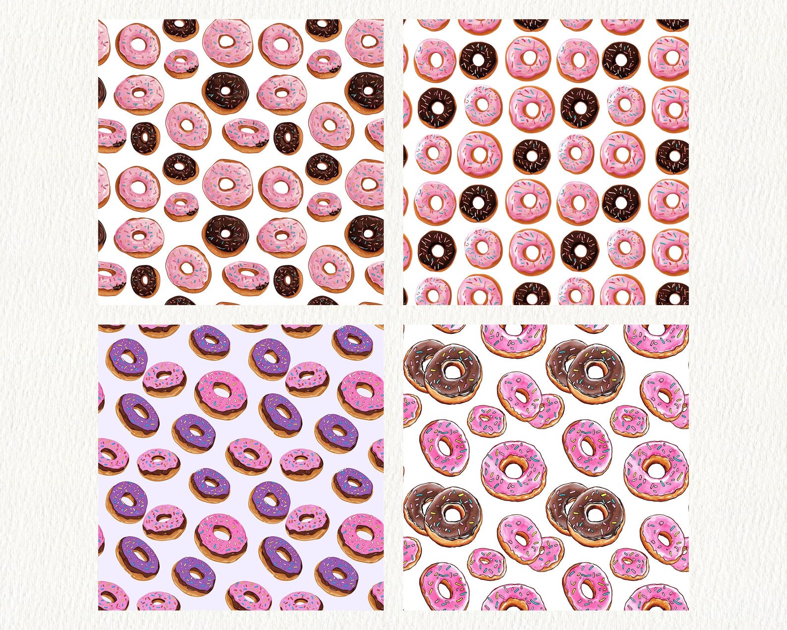 Chocolate Donuts Pattern Seamless Digital Papers - Printable Scrapbook ...