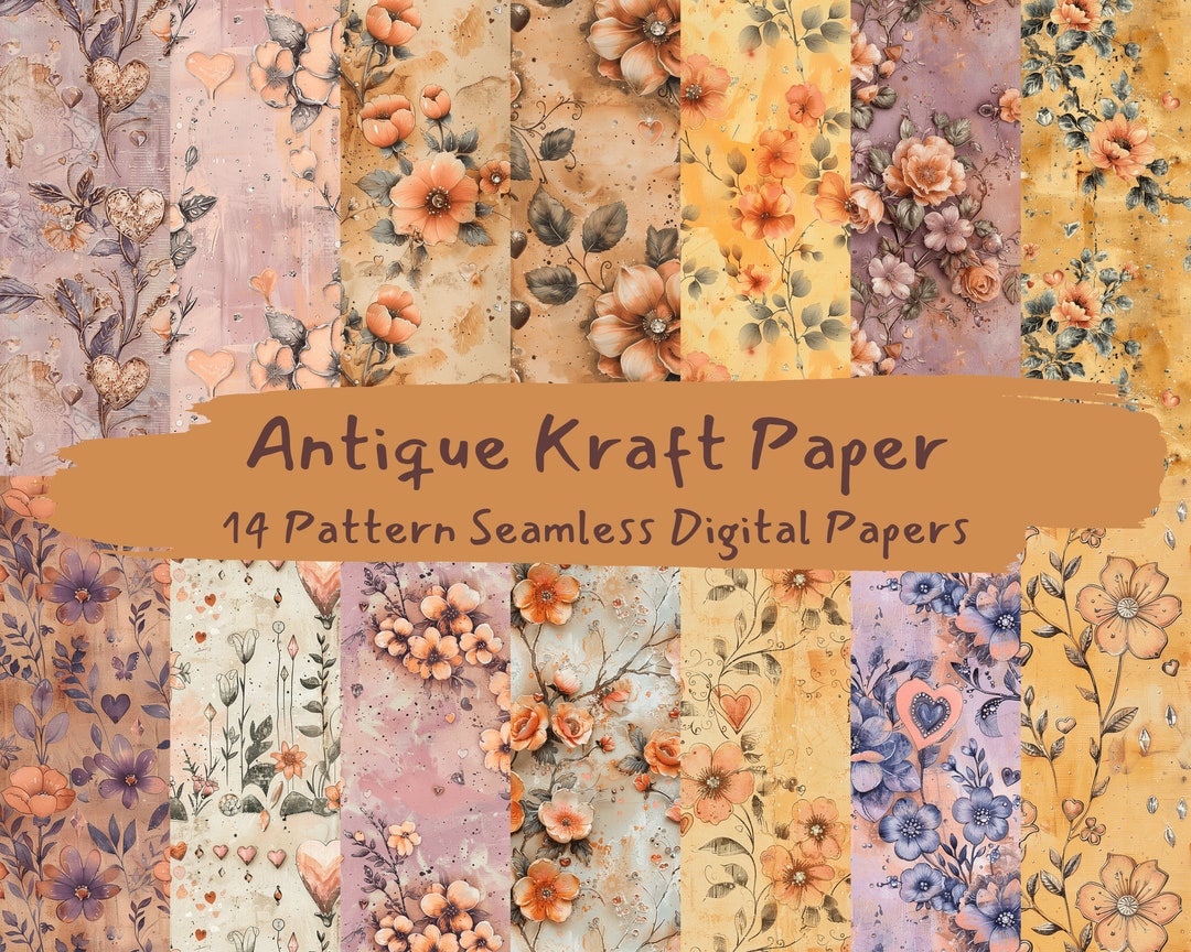 Antique Kraft Paper Pattern Seamless Digital Papers - Printable ...
