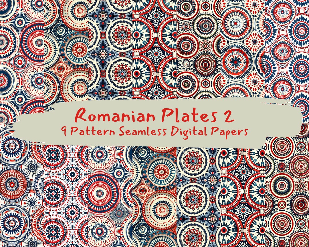 Romanian Plates 2 Pattern Seamless Digital Papers - Printable Scrapbook ...