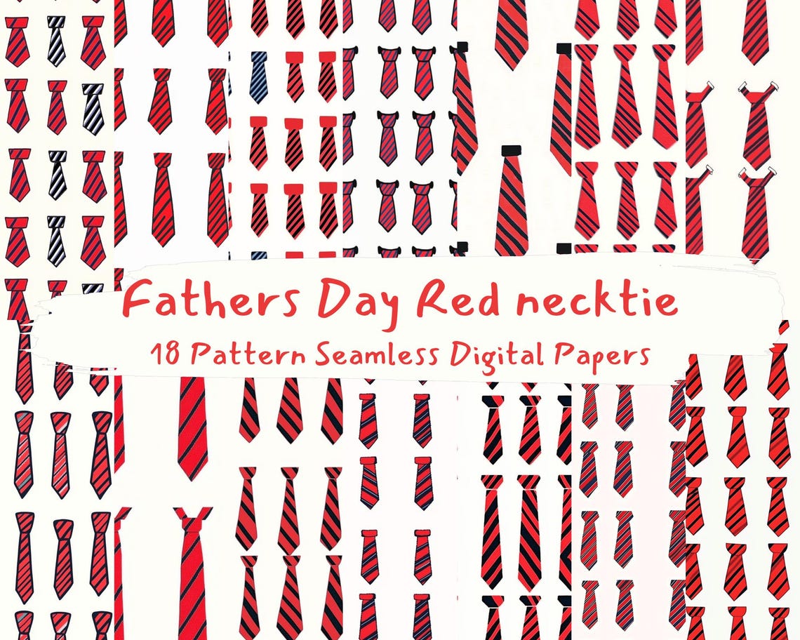 Fathers Day Red Necktie Pattern Seamless Digital Papers - Printable ...