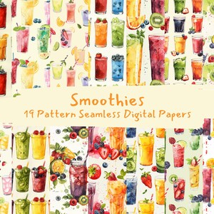 Smoothies Pattern Seamless Digital Papers - Printable Scrapbook Paper ...