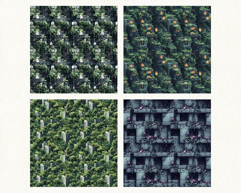 Cyberpunk Cityscape Pattern Seamless Digital Papers - Printable ...