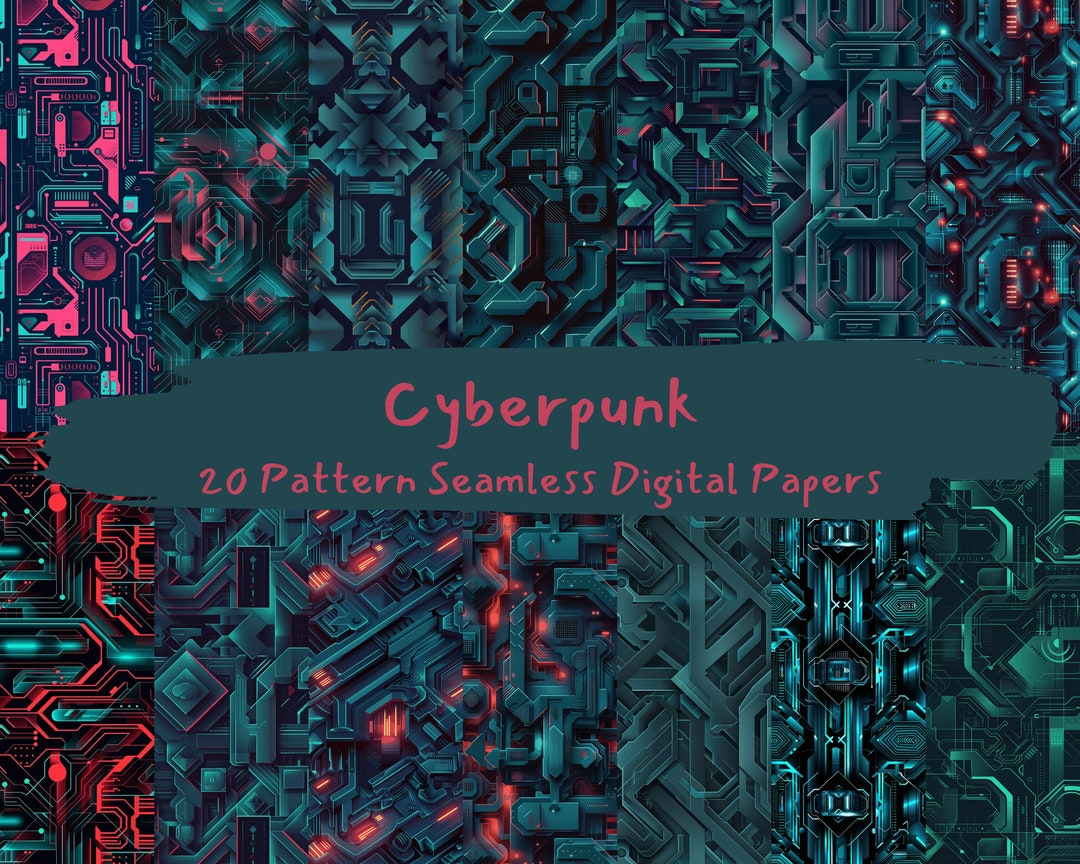 Cyberpunk Pattern Seamless Digital Papers - Printable Scrapbook Paper ...