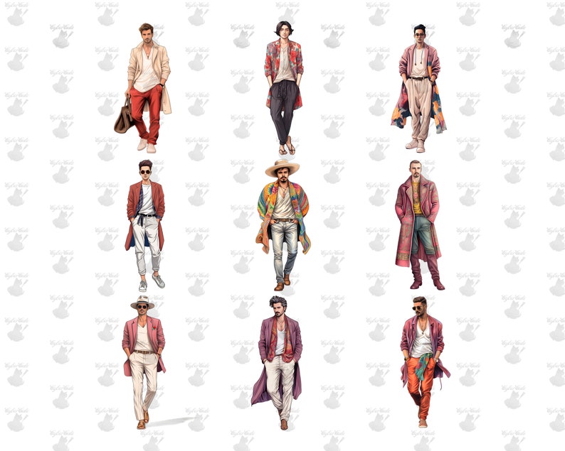 Worldwide Man Fashion Digital Clipart Bundle in PNG Format Transparent ...