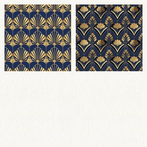 Navy Gold Geometric Pattern Seamless Digital Papers - Printable ...