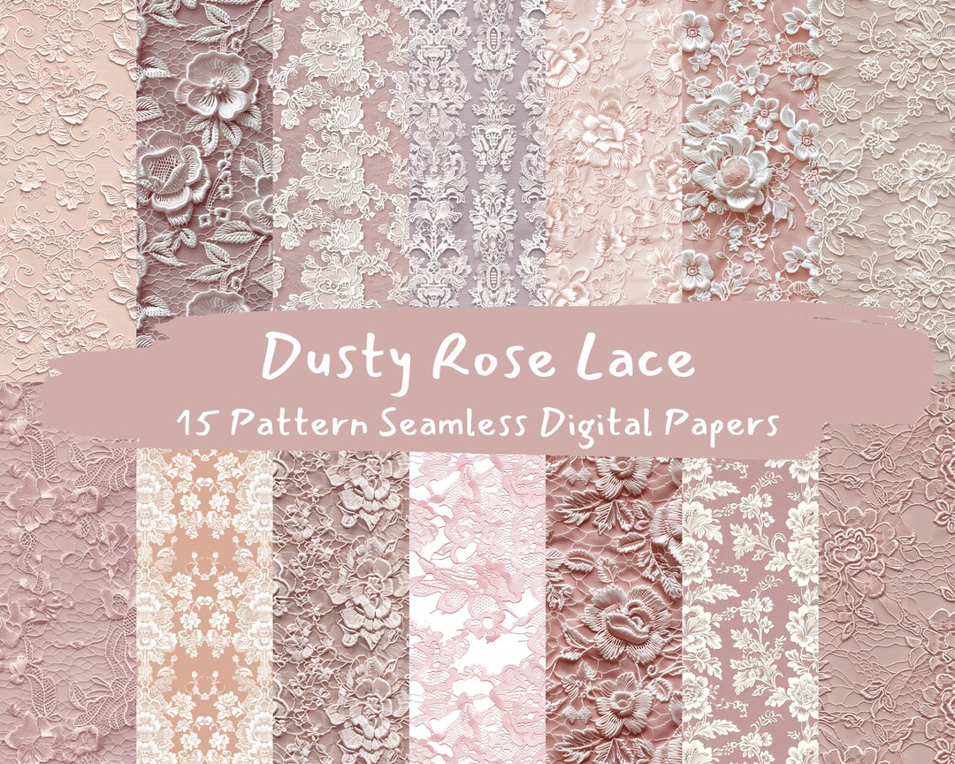 Dusty Rose Lace Pattern Seamless Digital Papers - Printable Scrapbook ...