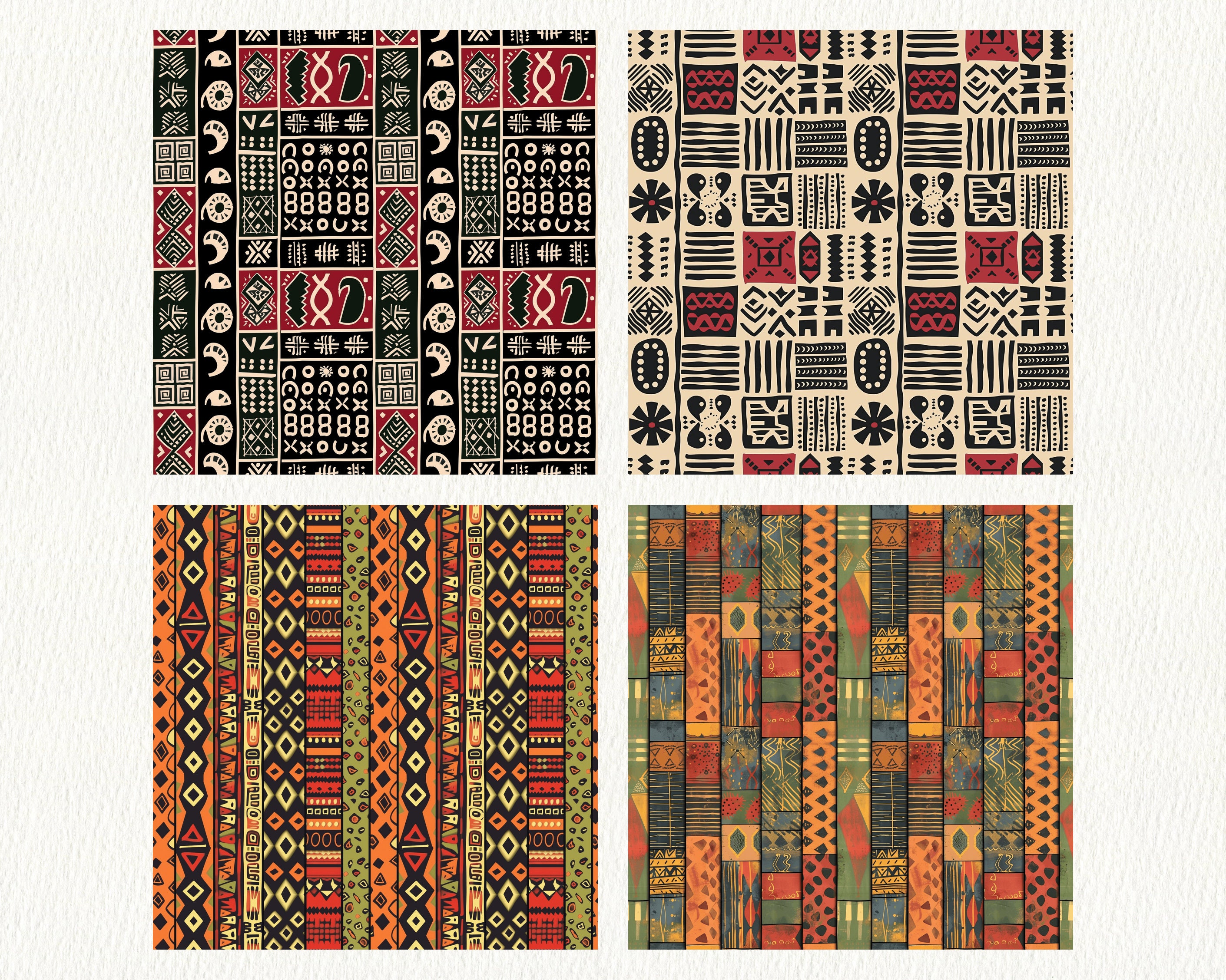 African Mud Cloth Pattern Seamless Digital Papers - Printable Scrapbook ...