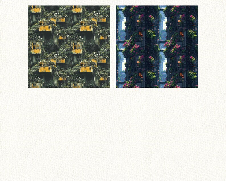 Cyberpunk Cityscape Pattern Seamless Digital Papers - Printable ...