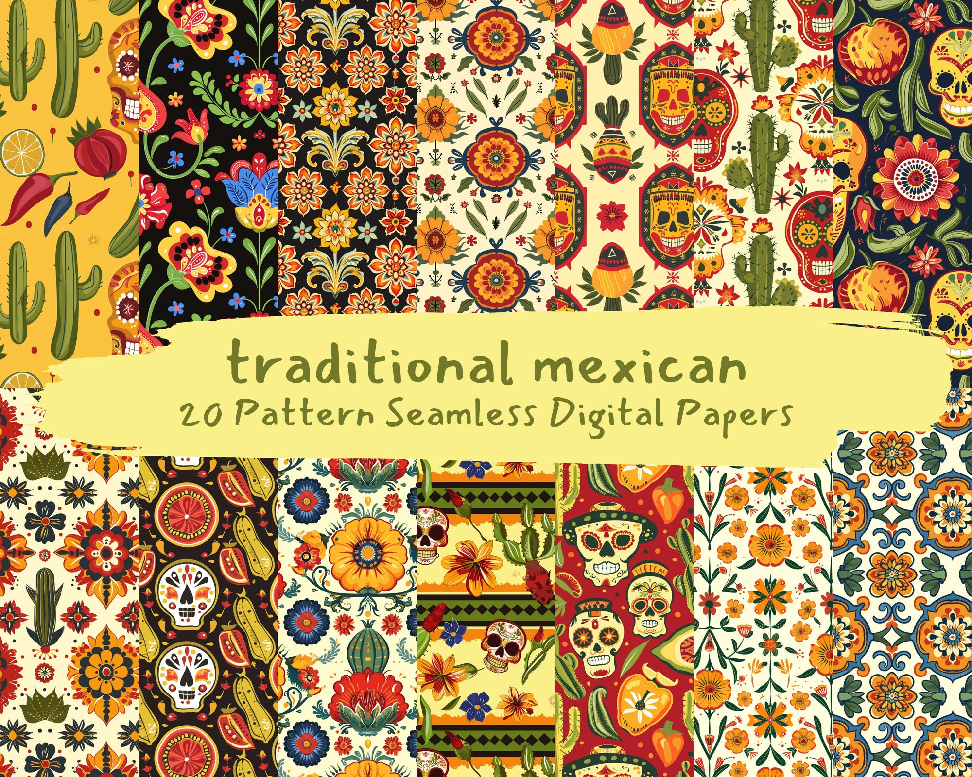 Traditional Mexican Pattern Seamless Digital Papers - Etsy