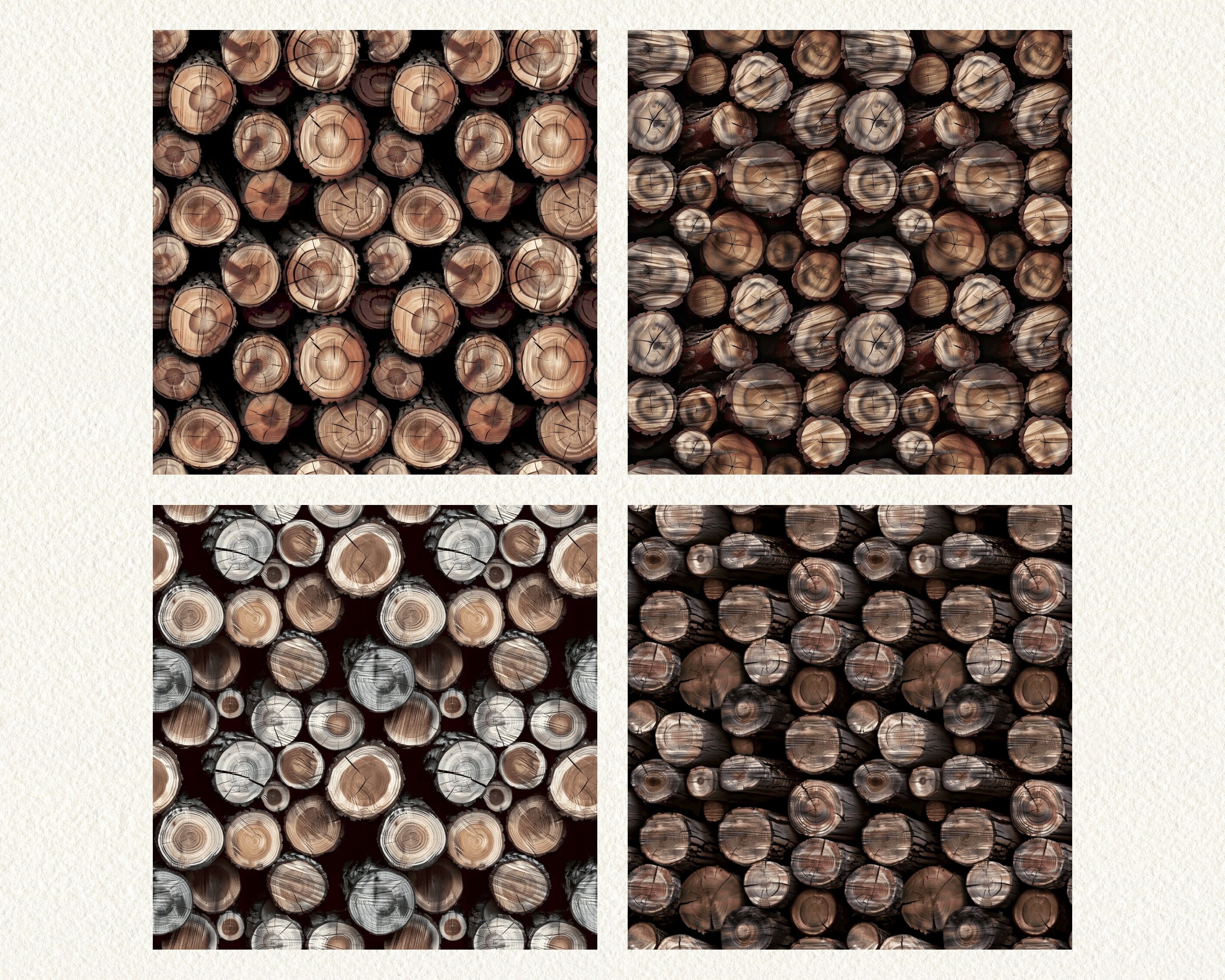Paper Realistic Wooden Logs Pattern Seamless Digital Papers Printable ...