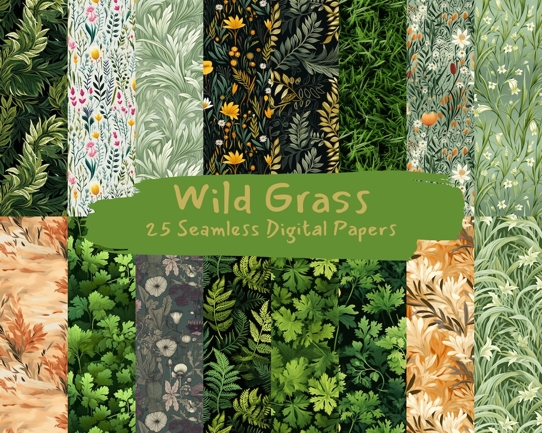 Wild Grass Seamless Digital Papers - Tile Patterns Printable Scrapbook ...