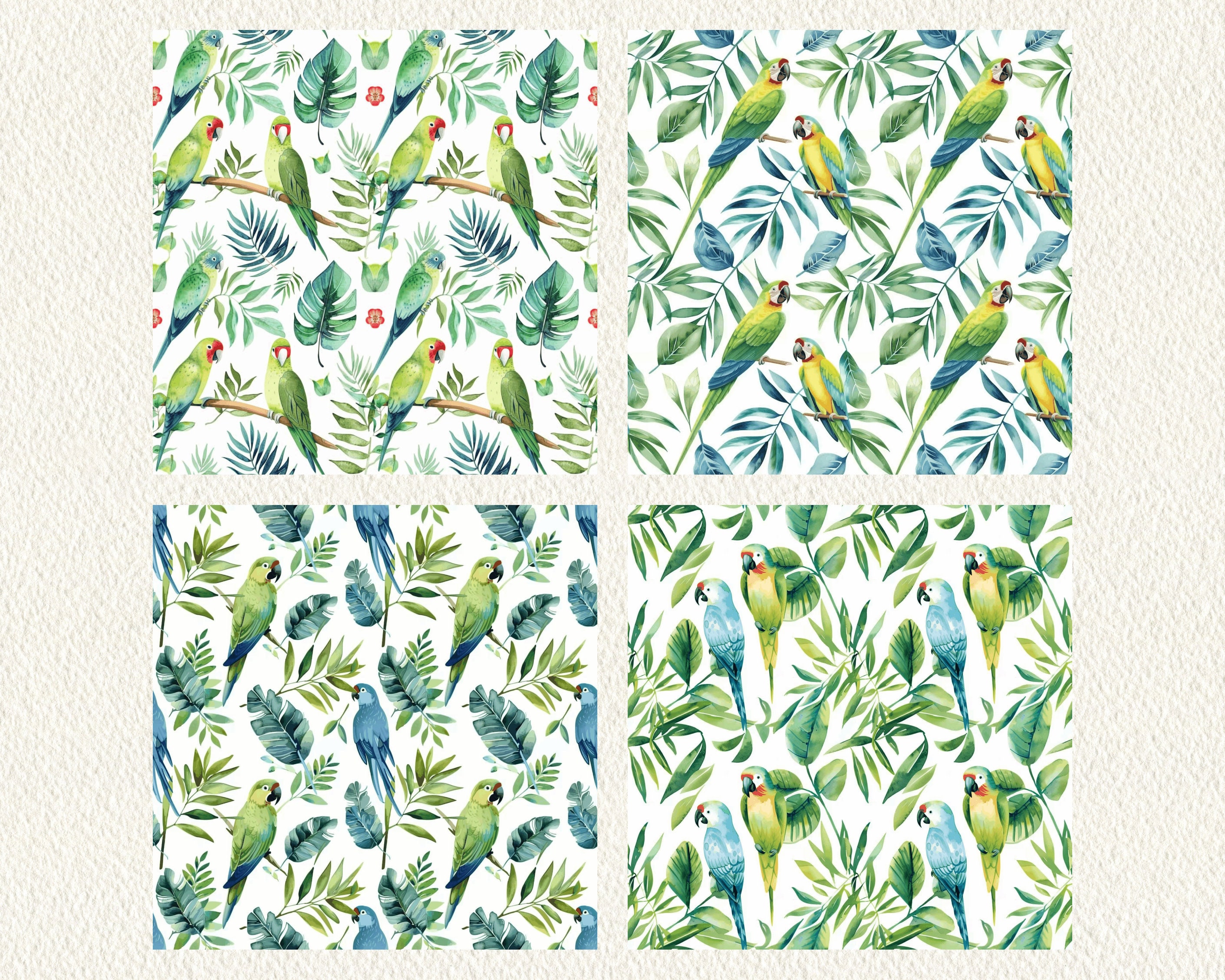Handpaint Parrot Pattern Seamless Digital Papers Printable Scrapbook ...