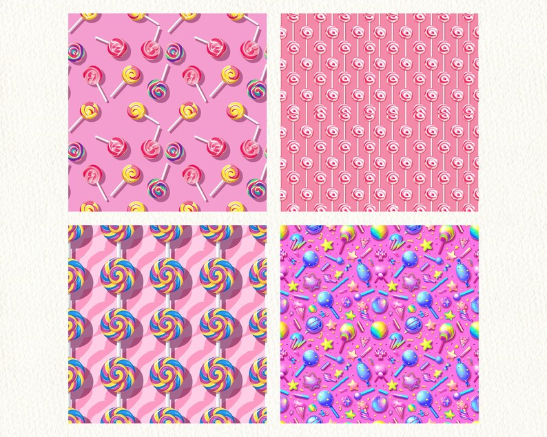 Lolipop Candy Pattern Seamless Digital Papers Tile Patterns Printable ...