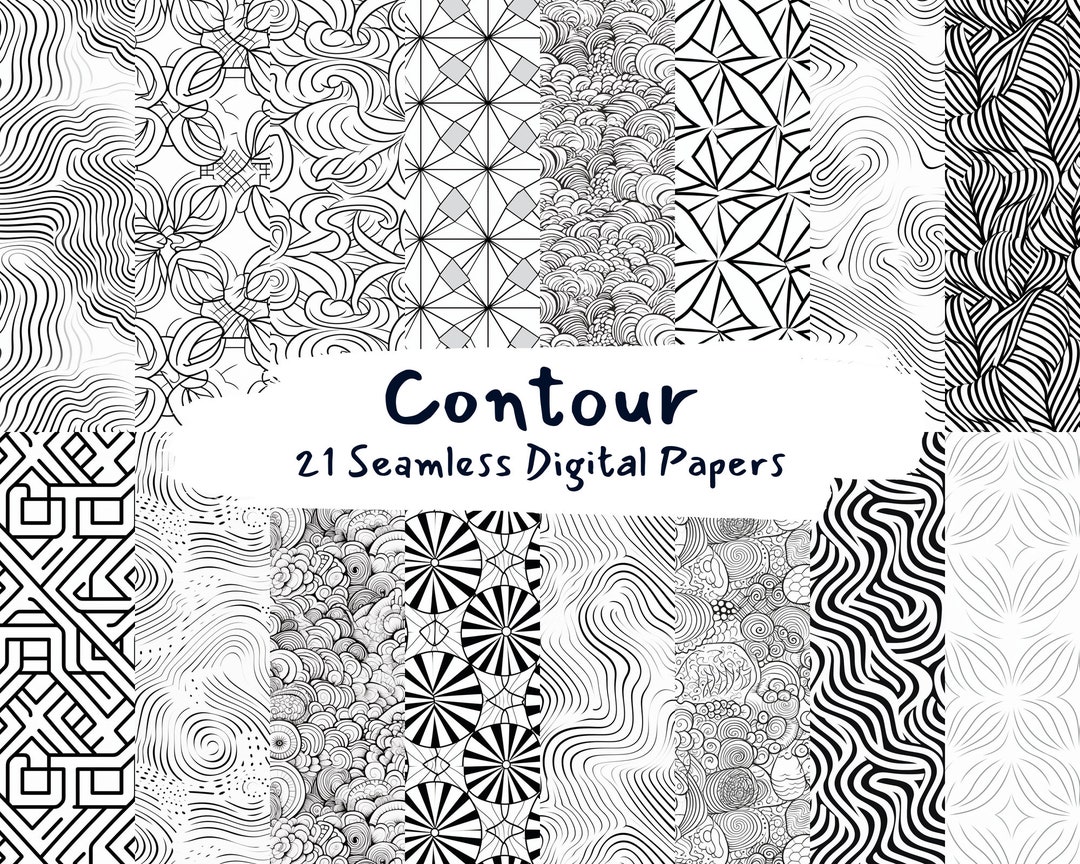 Contour Pattern Digital Papers - Seamless Tile Patterns Printable ...
