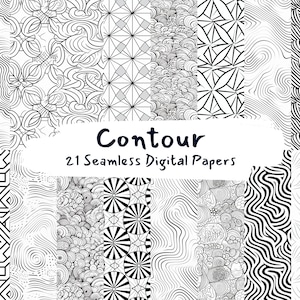 Contour Pattern Digital Papers - Seamless Tile Patterns Printable ...