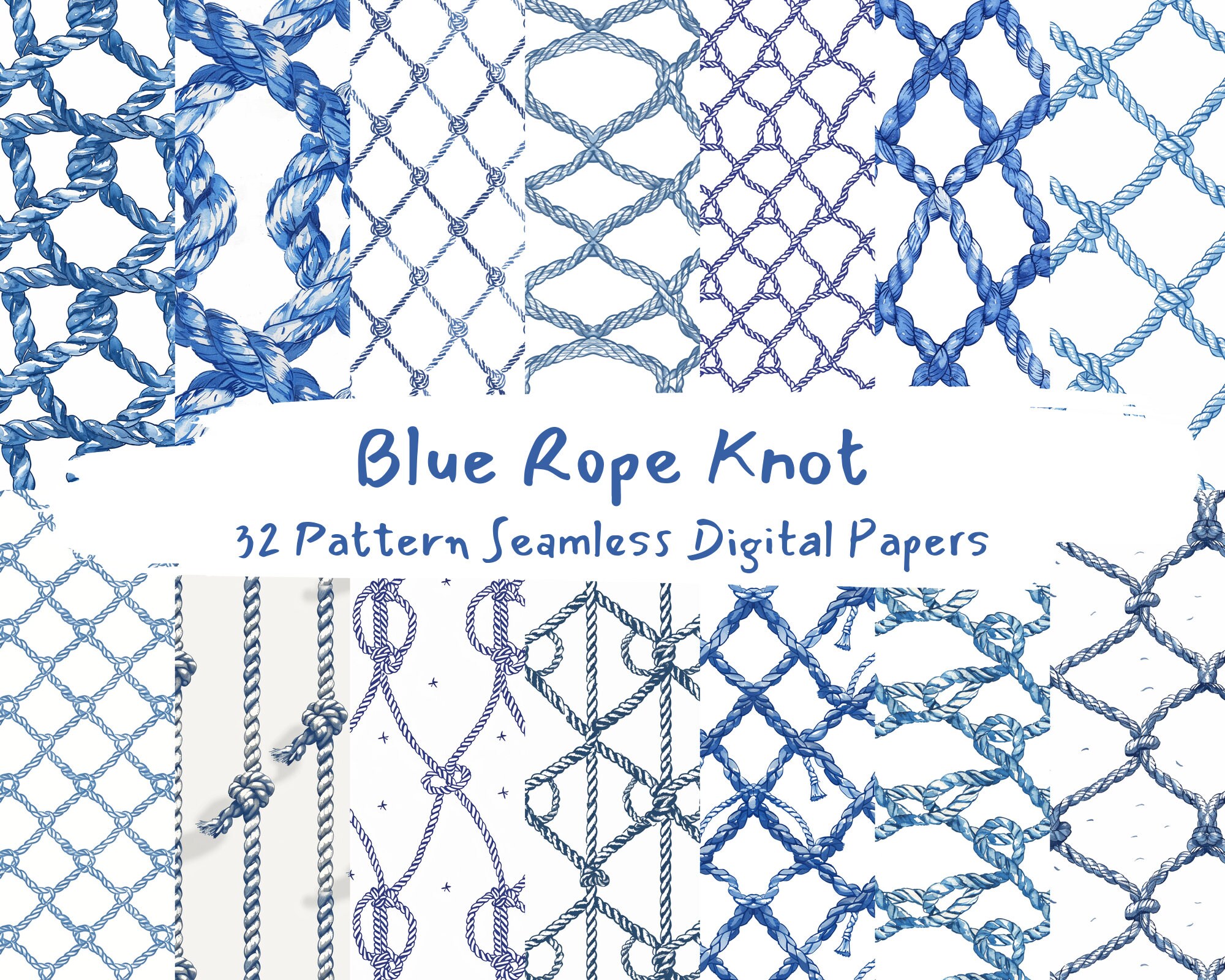 Blue Rope Knot Pattern Seamless Digital Papers - Etsy