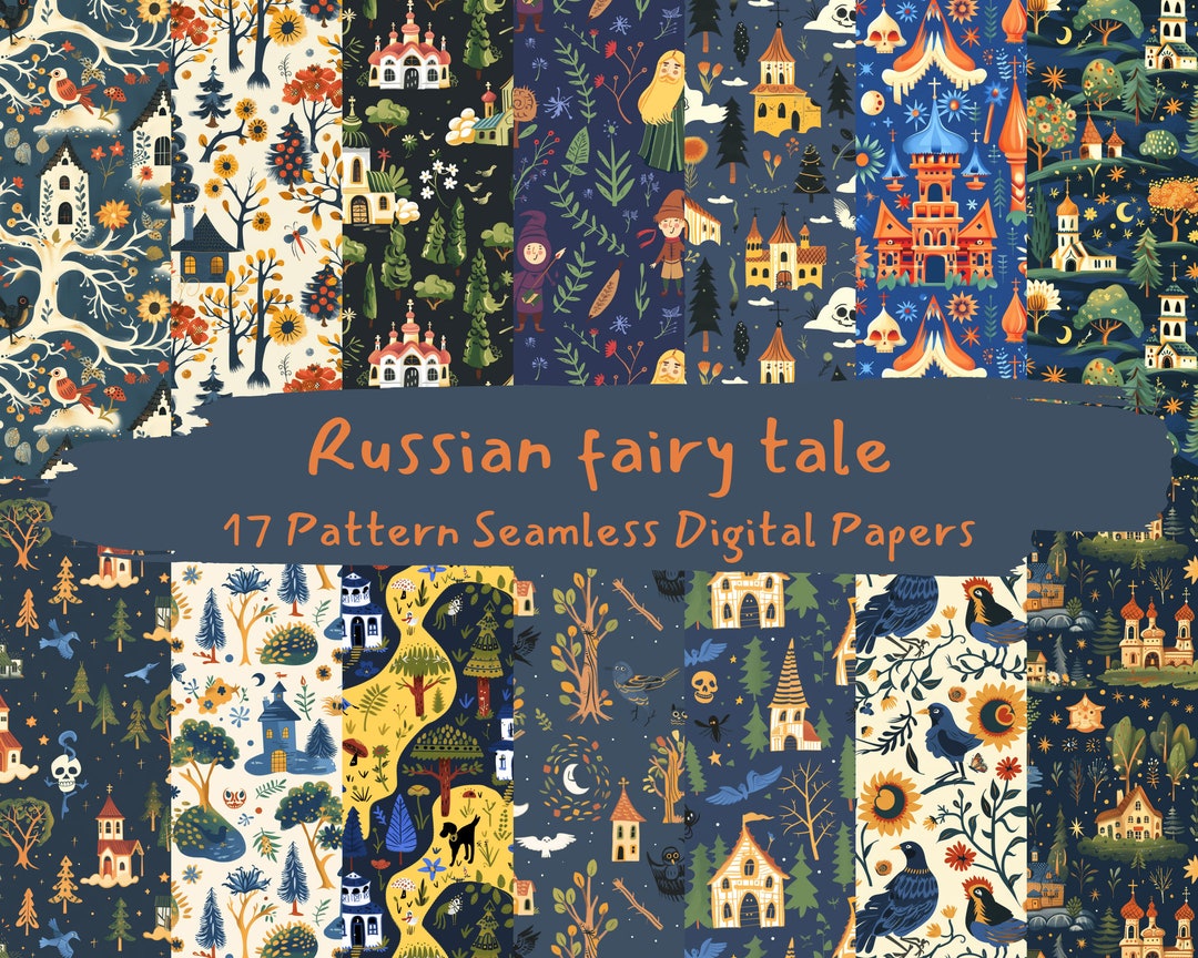 Russian Fairy Tale Pattern Seamless Digital Papers - Printable ...