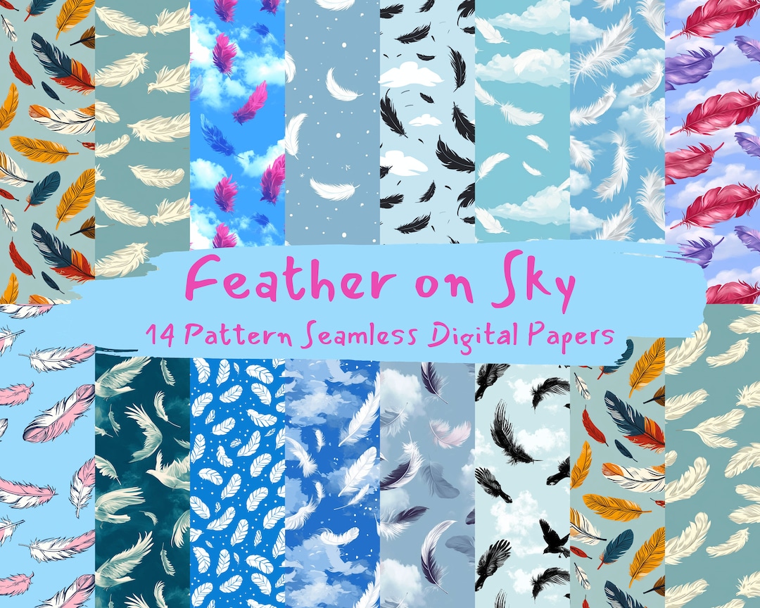 Feather on Sky Pattern Seamless Digital Papers - Tile Patterns ...