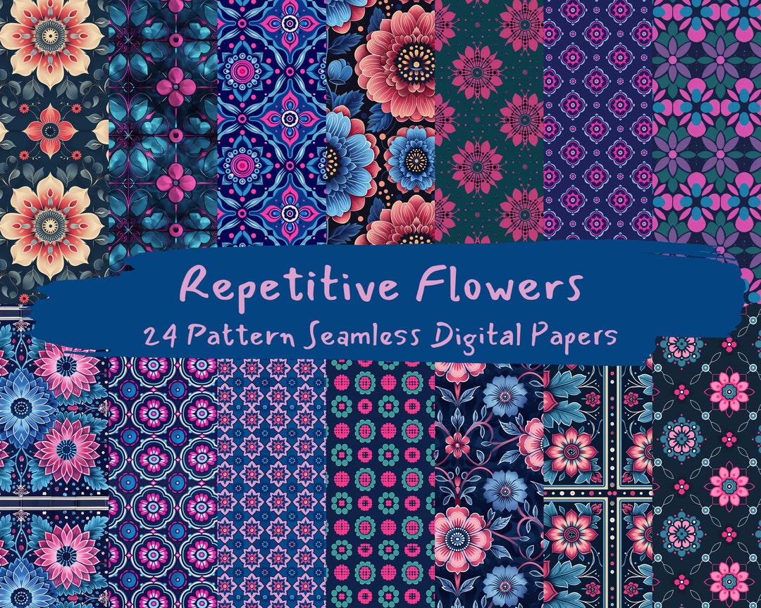 Repetitive Flowers Pattern Seamless Digital Papers - Printable ...