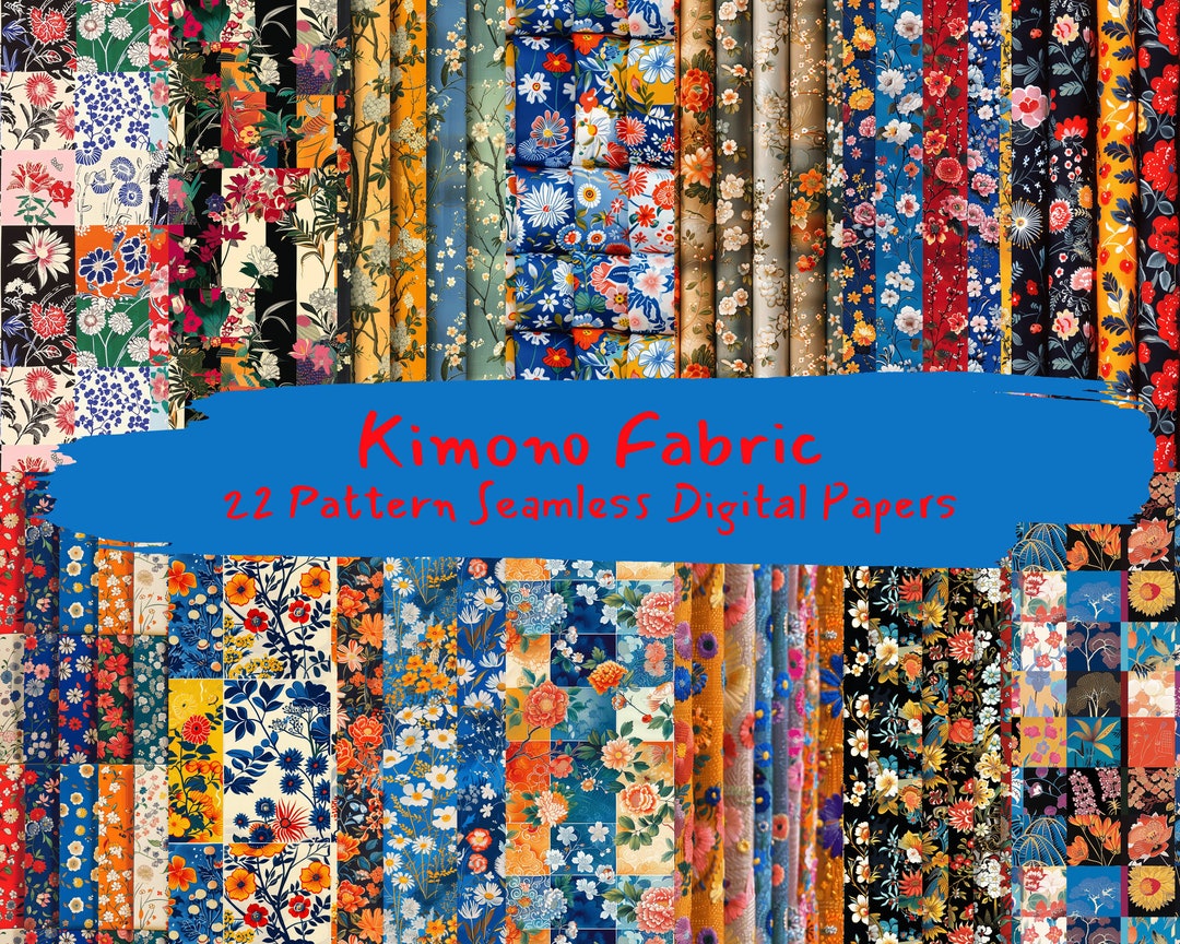 Kimono Fabric Pattern Seamless Digital Papers - Printable Scrapbook ...
