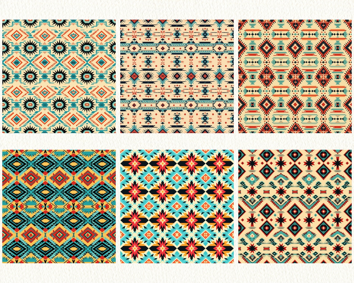 Southwest Ethnic Pattern Seamless Digital Papers Tile Patterns ...