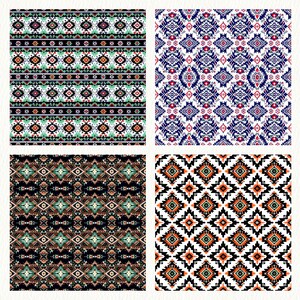 Tribal Folk Embroidery Pattern Seamless Digital Papers - Printable ...