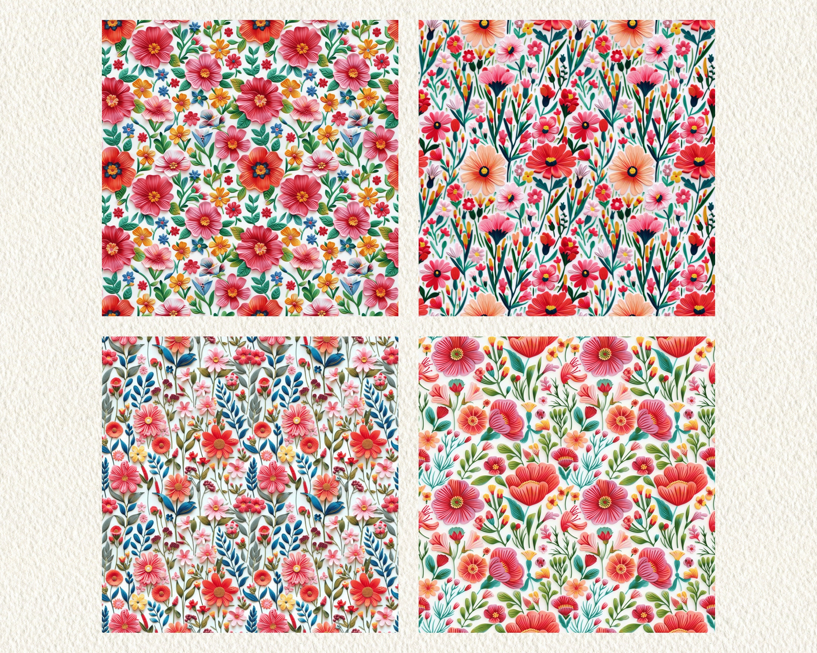 Colorful Spring Floral Pattern Seamless Digital Papers Printable ...