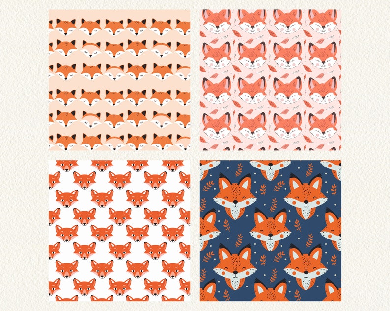 Catch a Fox Pattern Seamless Digital Papers - Printable Scrapbook Paper ...