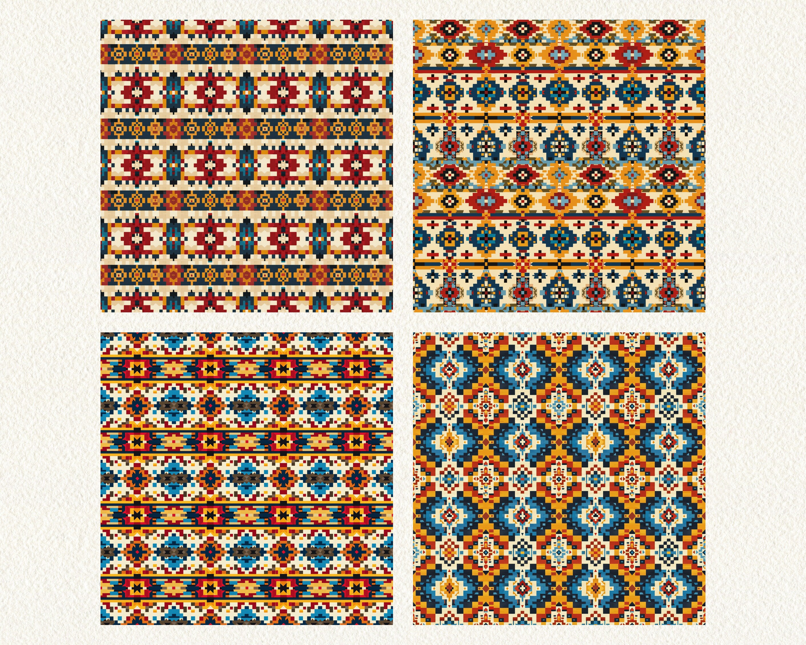 Ethno Pixels Pattern Seamless Digital Papers Printable Scrapbook Paper Instant Download ...