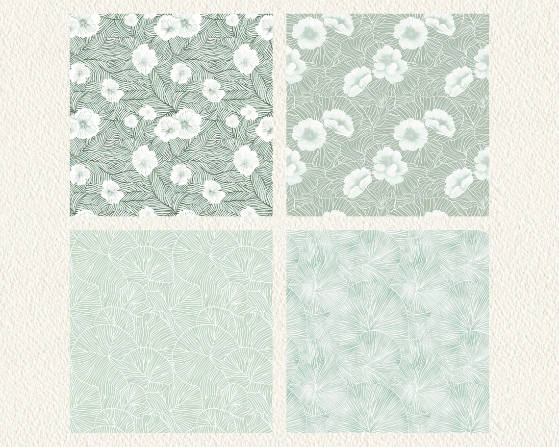 Serenity (mint) Pattern Seamless Digital Papers - Printable Scrapbook ...