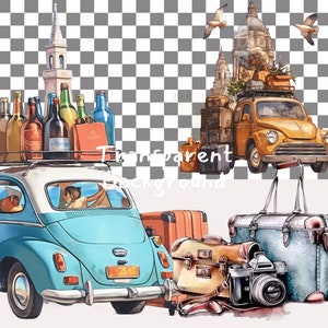 Watercolor Travel Printable Clipart, Png Format, Transparent Background ...