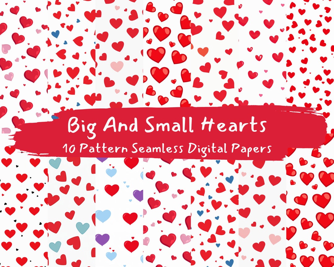 Big and Small Hearts Pattern Seamless Digital Papers - Printable ...