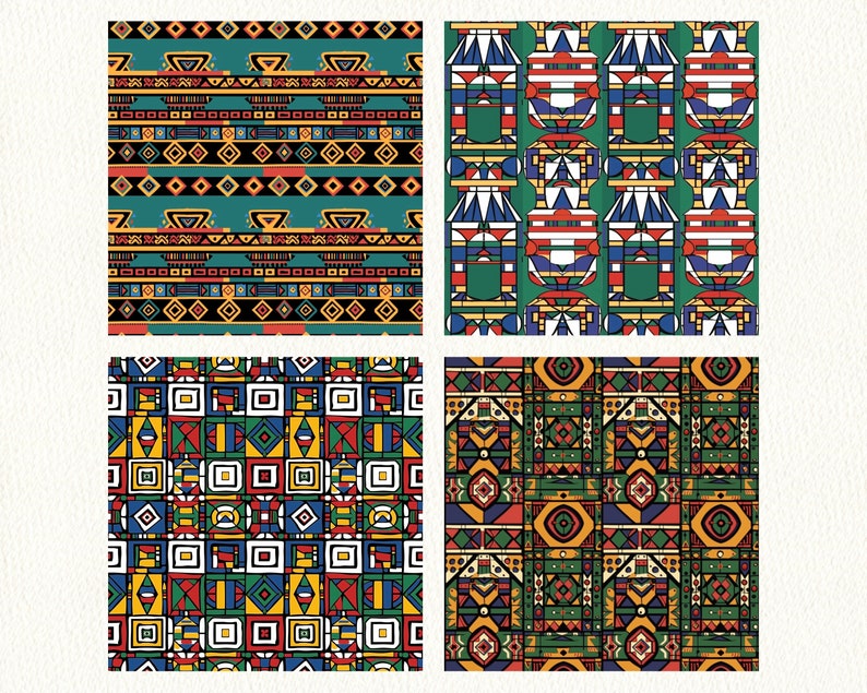 African Ndebele Pattern Seamless Digital Papers Printable Scrapbook ...